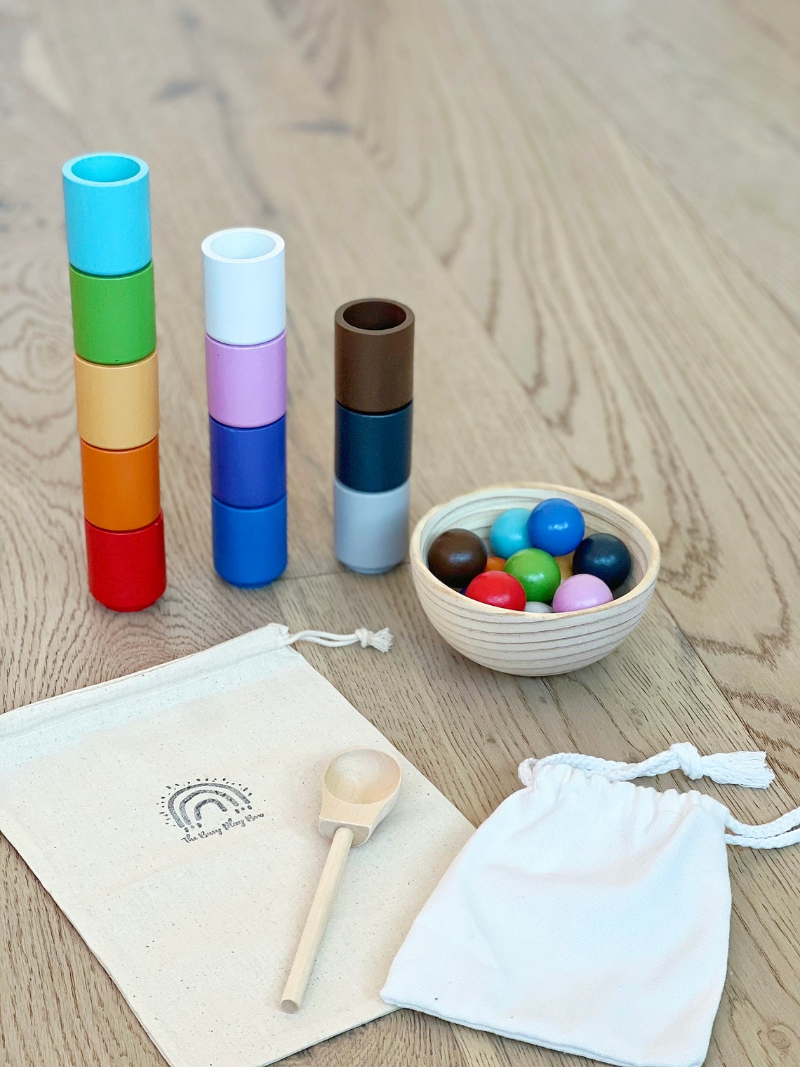 Ball and Cup Sorting Set - Wooden Toys - Sort by Color - Etsy