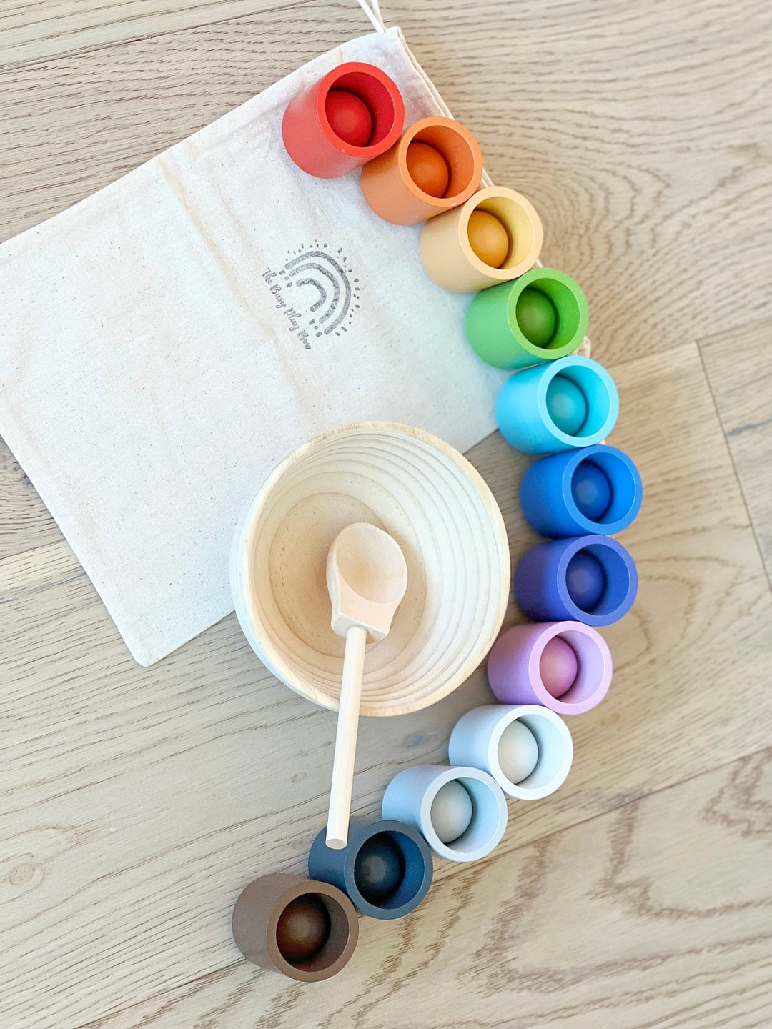 Ball and Cup Sorting Set - Wooden Toys - Sort by Color - Etsy