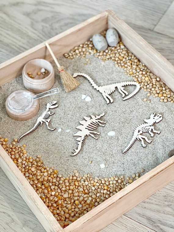Dino Dig Play Box Fossils Sensory Bin | Etsy
