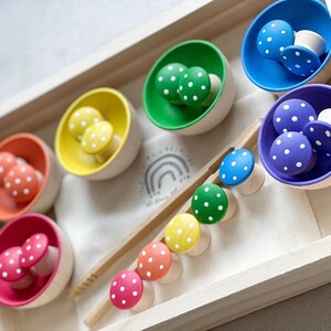 Rainbow Mushroom Sorting Activity - Montessori - Fine Motor Activity - Etsy
