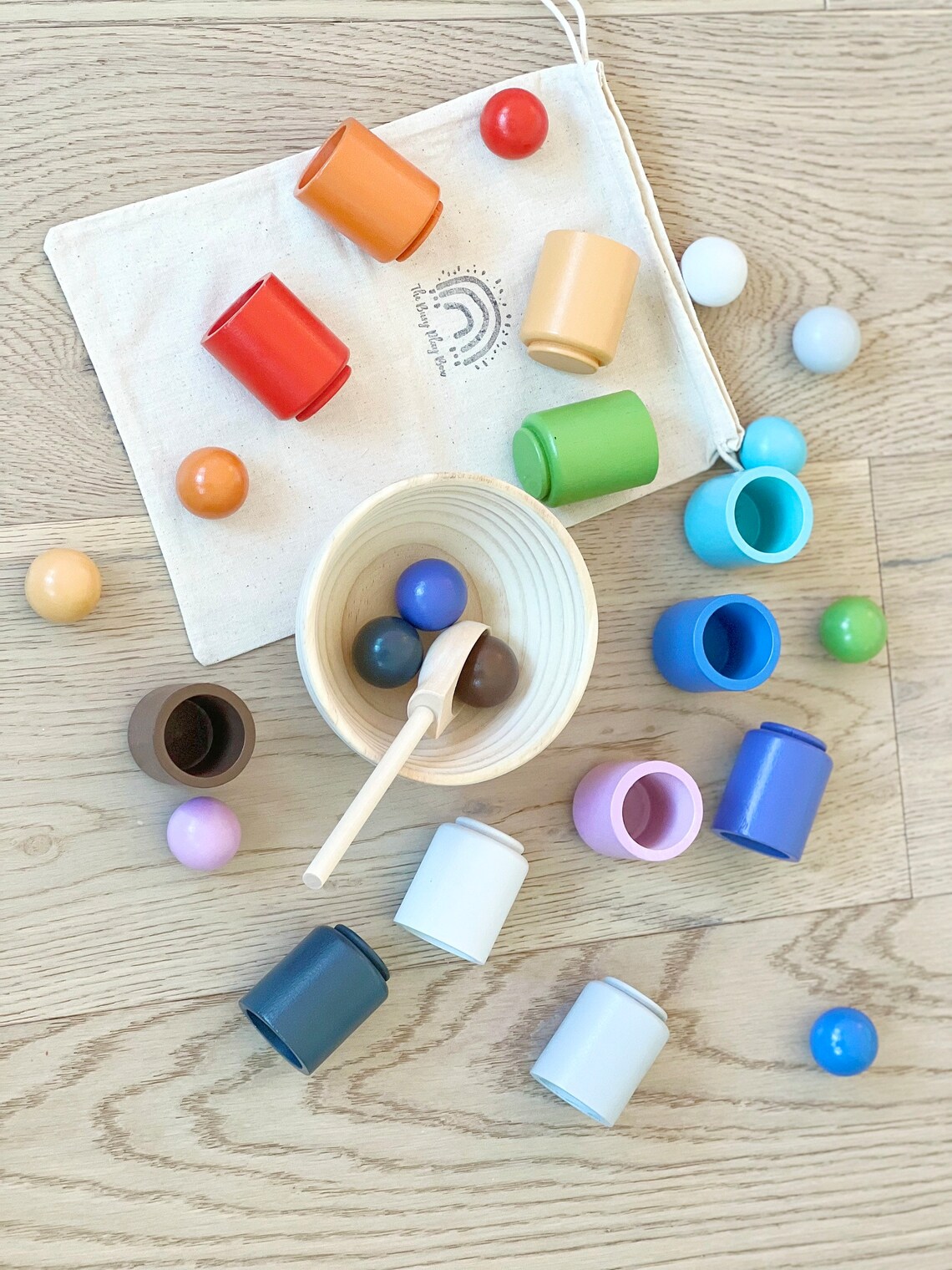 Ball and Cup Sorting Set - Wooden Toys - Sort by Color - Etsy
