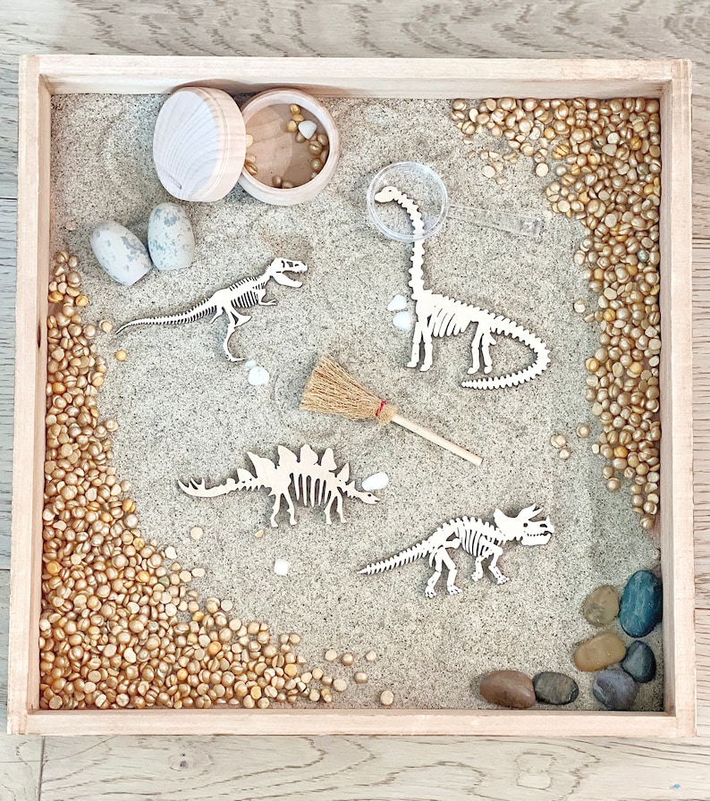 Dino Dig Play Box Fossils Sensory Bin | Etsy