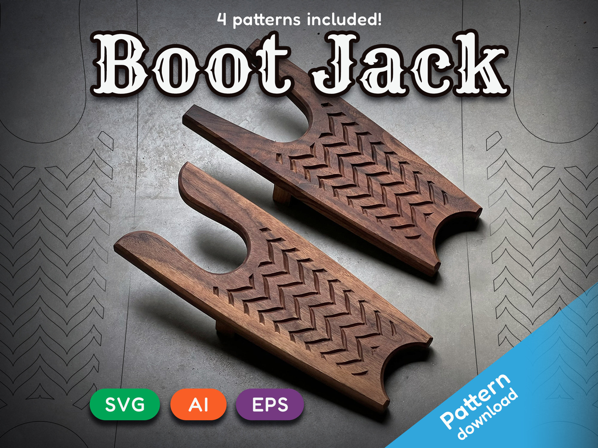 Boot Jack - Plans - Digital Download File - Template Pattern - CNC or Bandsaw - Boot Pull - SVG ...