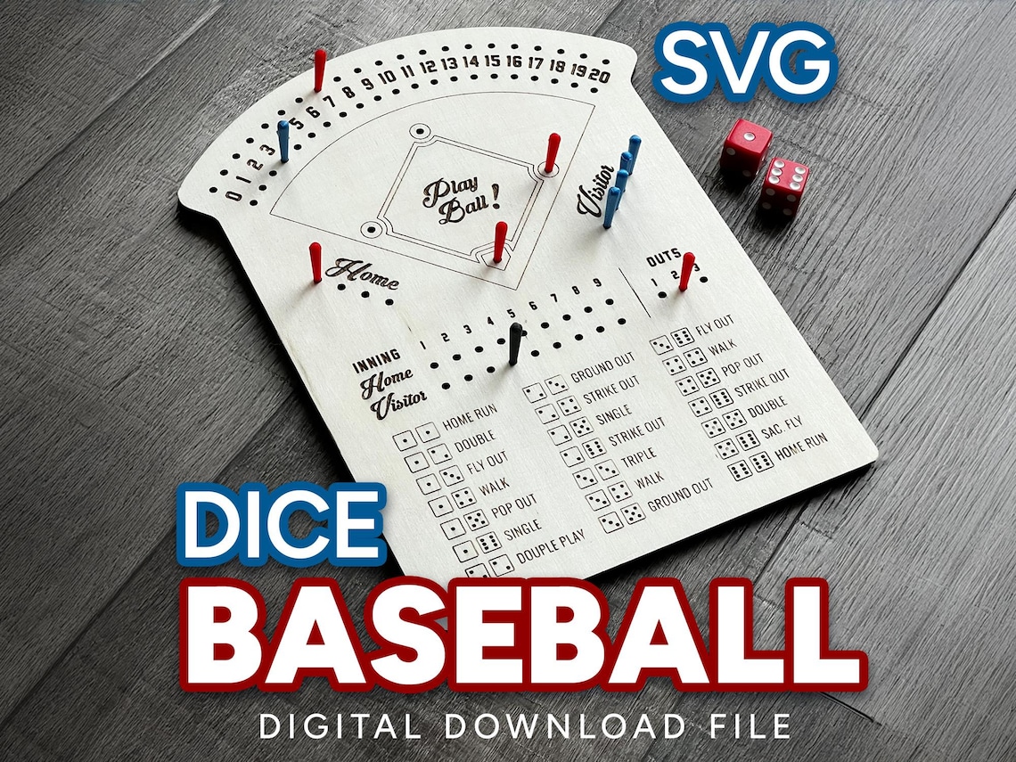 Dice Baseball Game SVG: Laser Cut File, Family Game (digital Download ...
