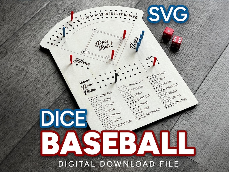 Dice Baseball Game - SVG - Digital Download File - Laser Engraving File ...