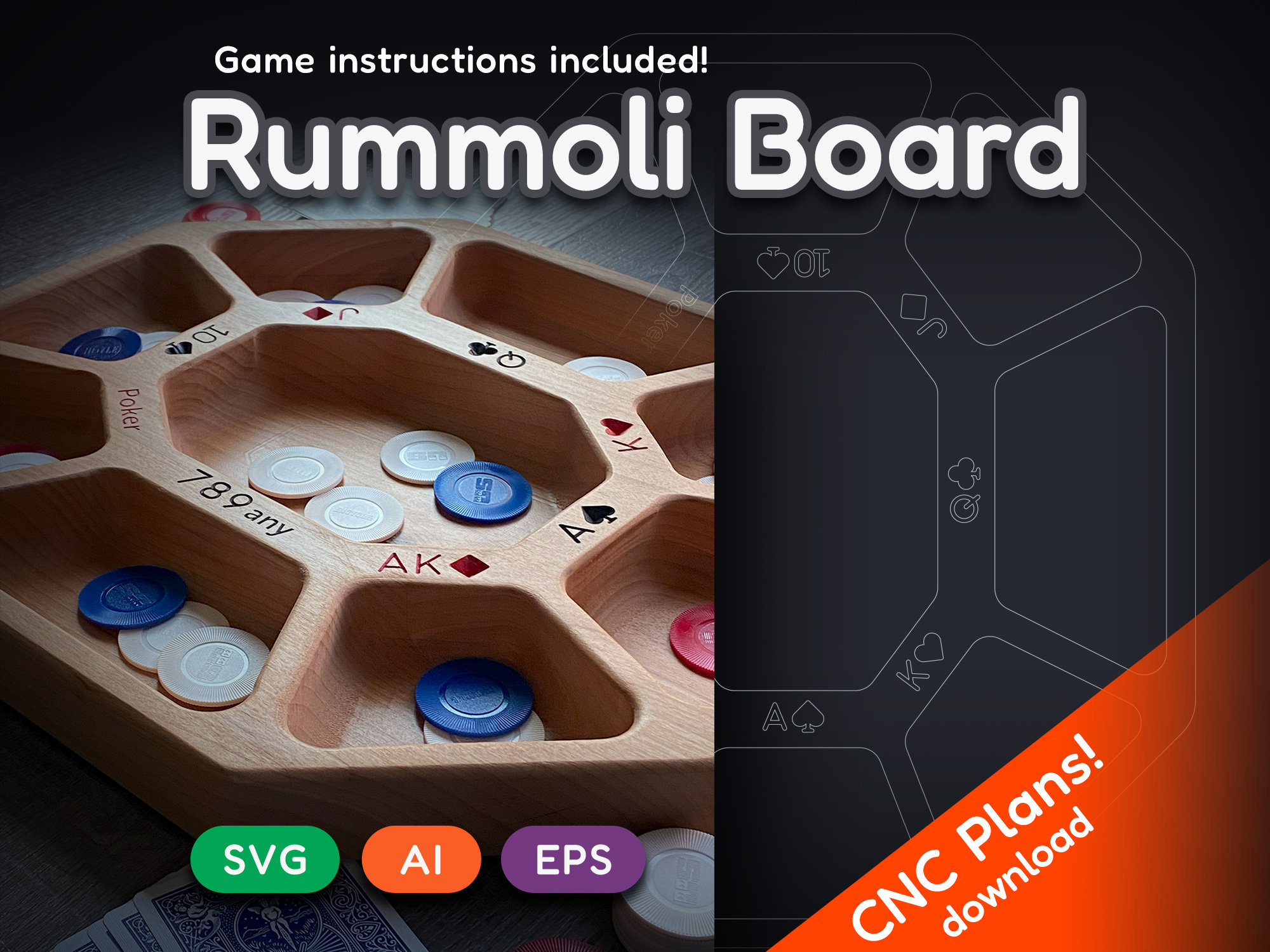 Rummoli Board - Plans - Digital Download File - Board Game Template ...
