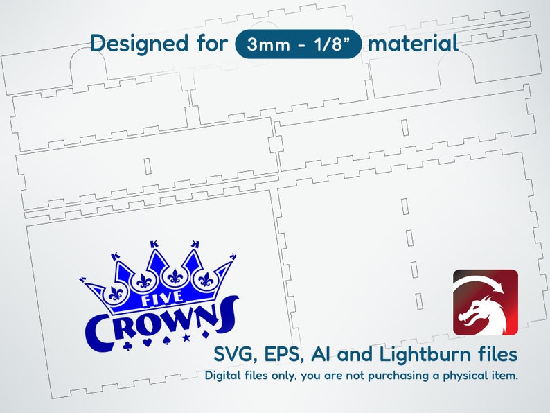 Five Crowns - Card Box - Digital Download File - Laser Engraving ...