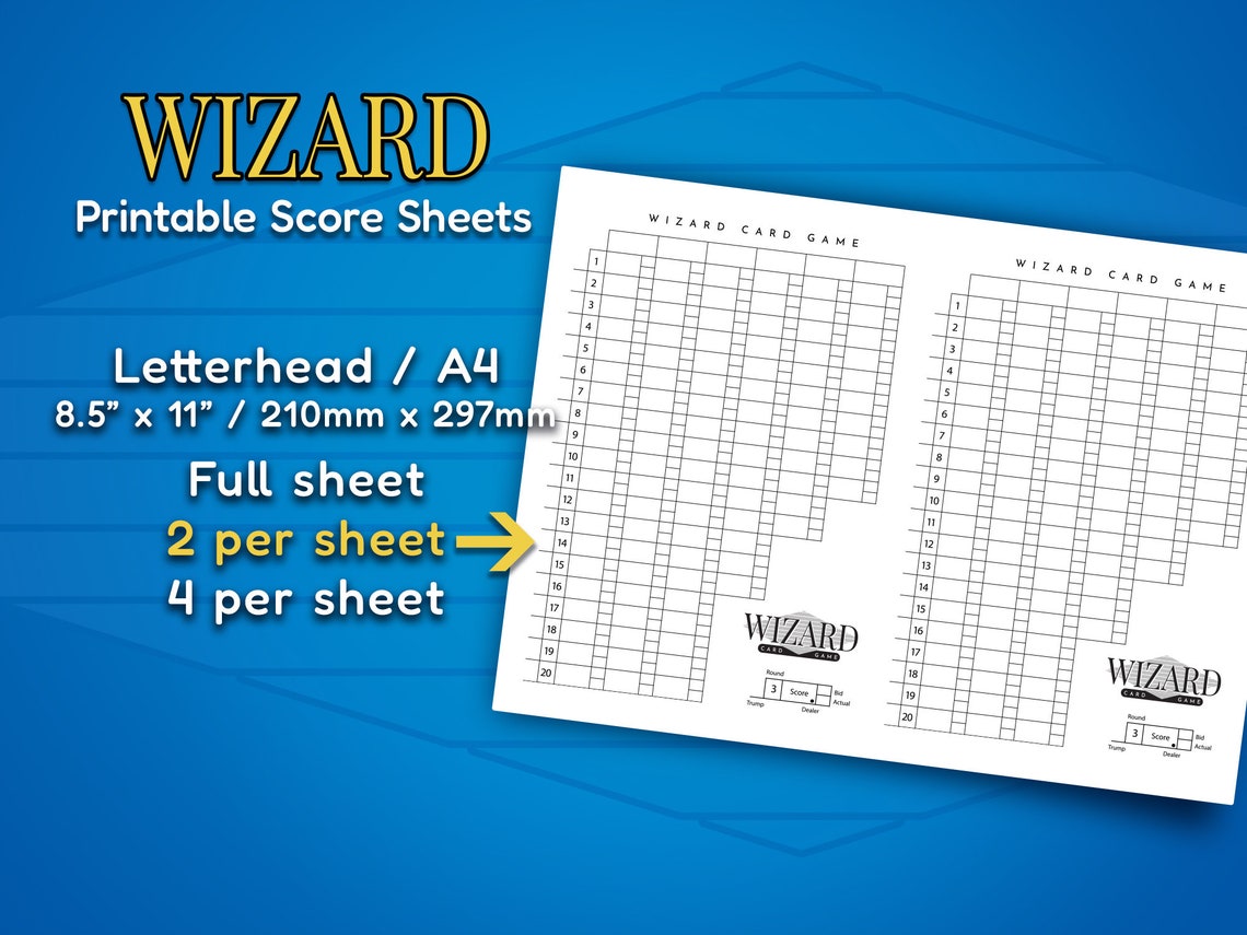 Wizard Score Sheet - Printable Digital Download File - Replacement ...