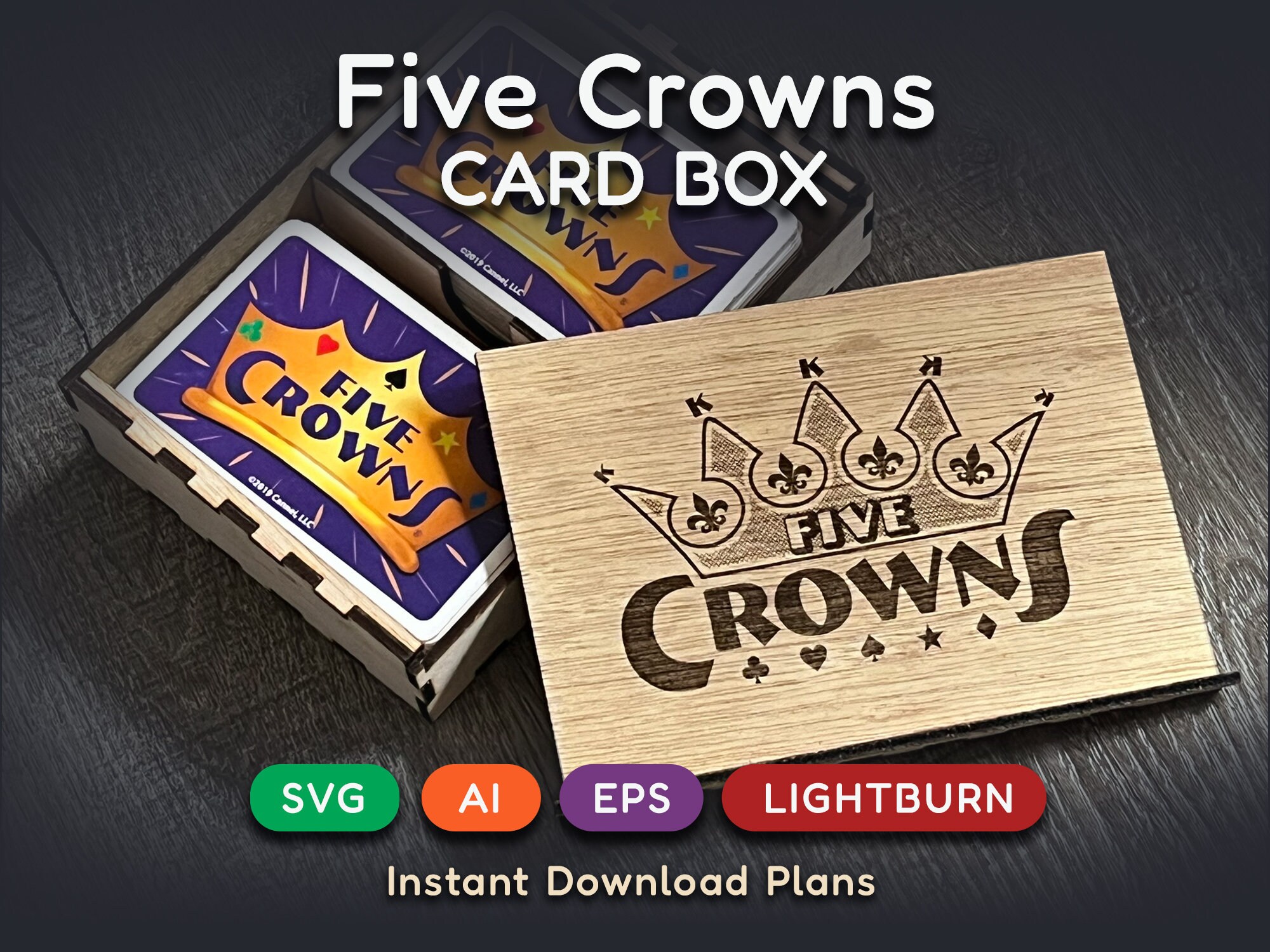 Five Crowns - Card Box - Digital Download File - Laser Engraving ...