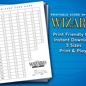Wizard Score Sheet - Printable Digital Download File - Replacement ...