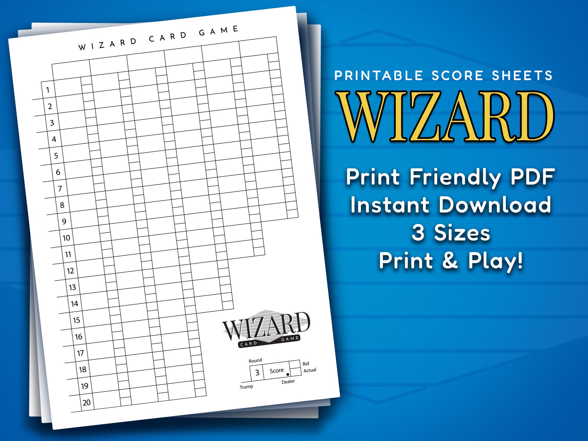 Wizard Score Sheet - Printable Digital Download File - Replacement ...