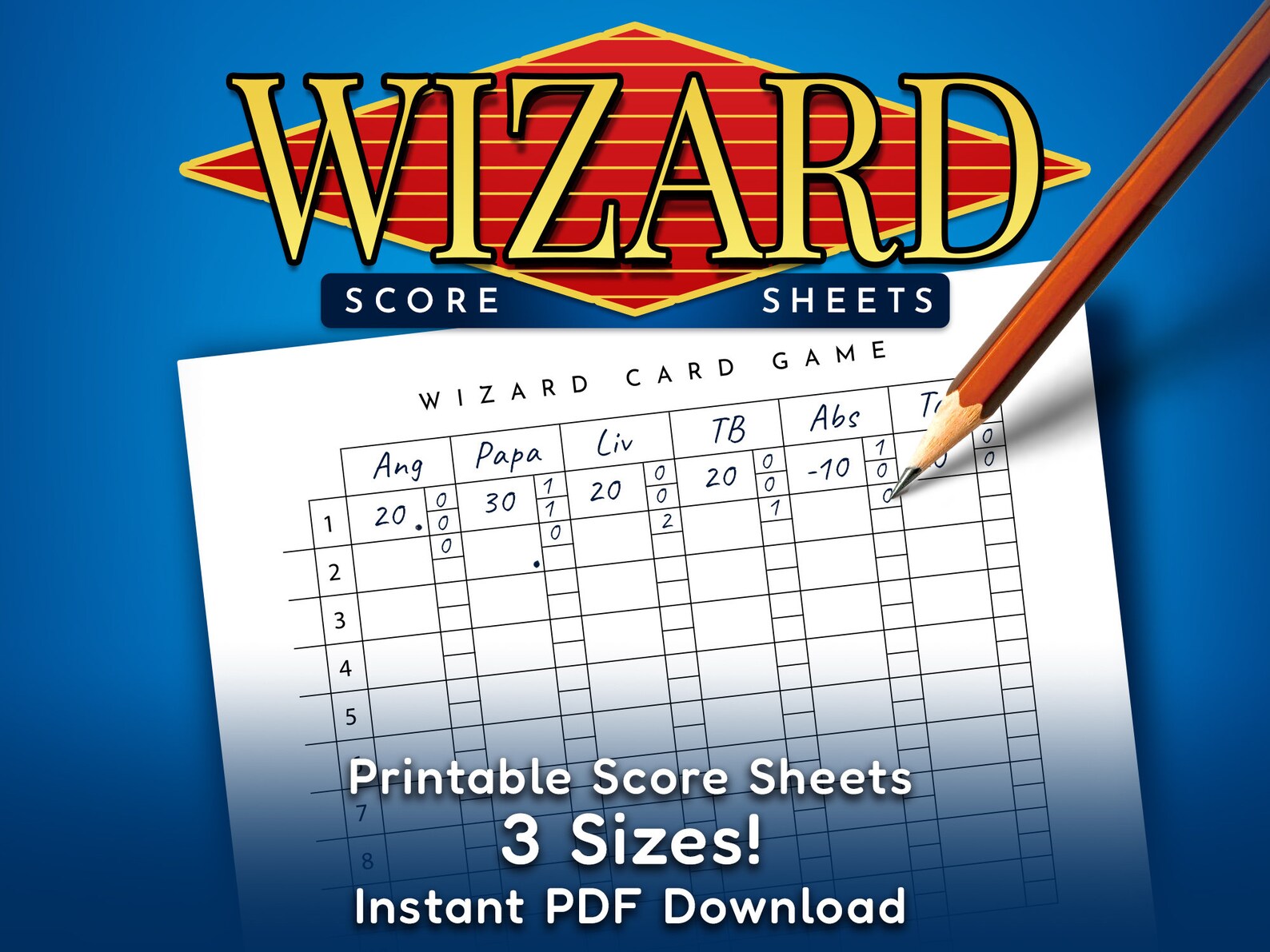 Wizard Score Sheet - Printable Digital Download File - Replacement ...