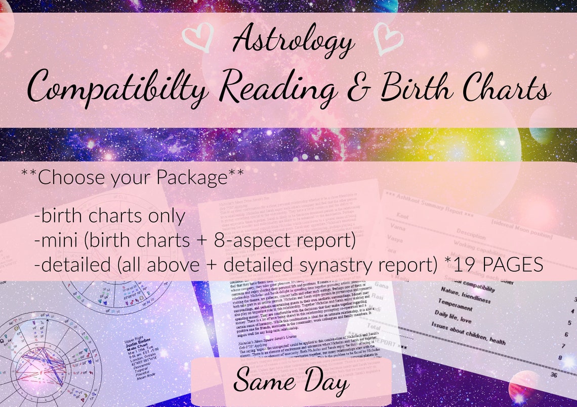 Detailed Love Compatibility Astrology Birth Natal Chart Reading by Ava ...