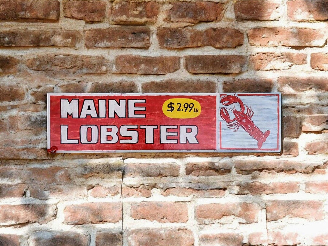 Lobster Sign Coastal Decor Restaurant Signs Seaside Cottage Nautical ...