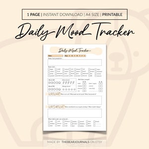 Daily Mood Tracker, Printable Mood Track PDF, Emotion Tracker, Mood ...