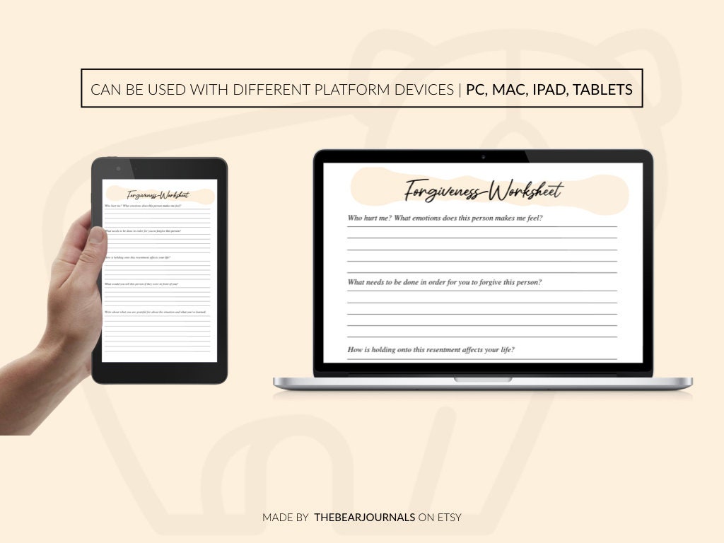Forgiveness Journal, Self Forgiveness Worksheet, Forgiveness in ...