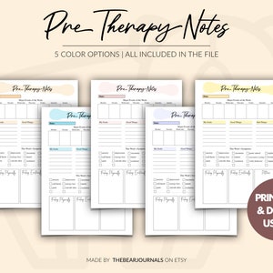 Pre-therapy & Post-therapy Notes, Therapy Session Journal, Therapy ...