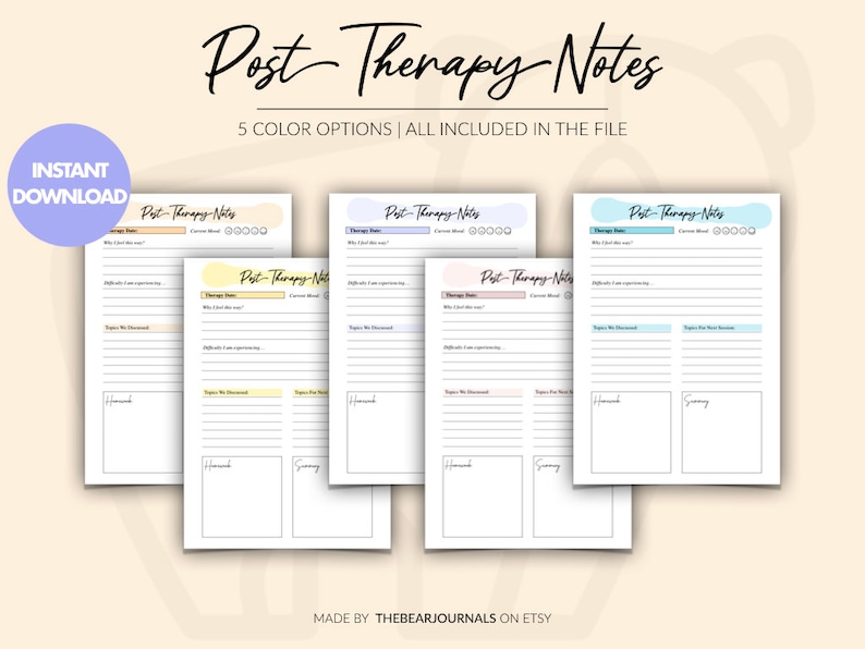 Pre-therapy & Post-therapy Notes, Therapy Session Journal, Therapy ...