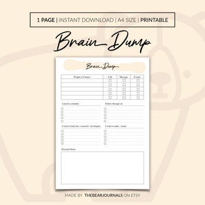 Brain Dump Template, Brainstorming Template, Printable Brain Dump ...