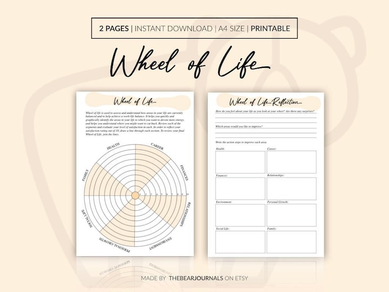 Wheel of Life Worksheet Template, Wheel of Life Printable Planner ...
