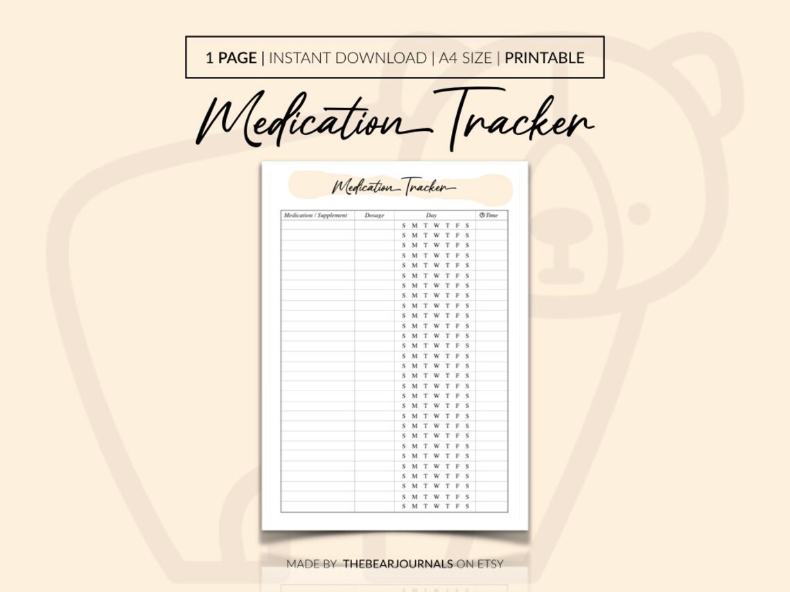 Medication Tracker Printable | Medical Planner Template | Healthcare ...