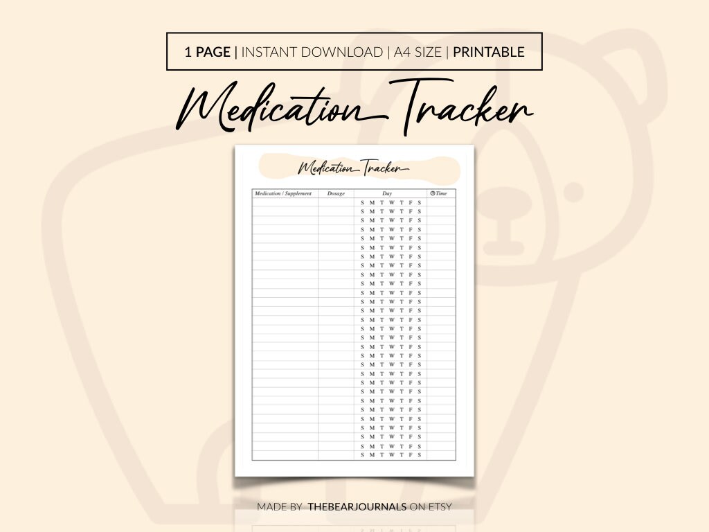 Medication Tracker Printable | Medical Planner Template | Healthcare ...