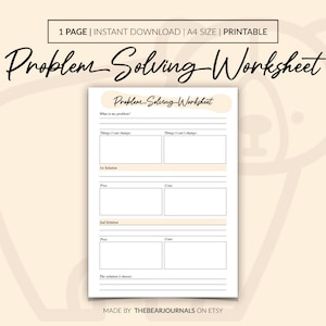 Problem Solving Worksheet, Problem Solving Template, Mental Health ...