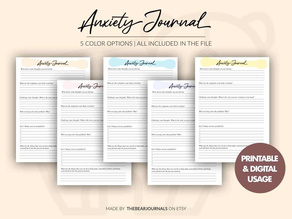 Anxiety Journal, Therapy Journal, Wellness Planner, Mental Health ...