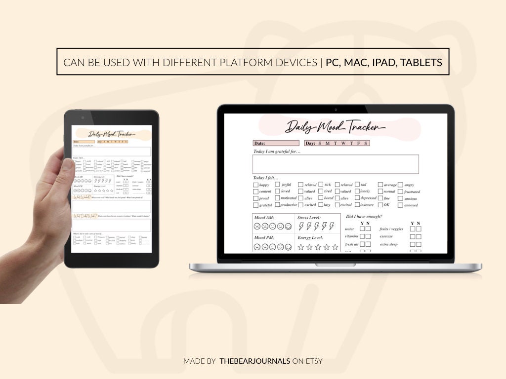 Daily Mood Tracker, Printable Emotion Journal, A4 (digital Download) - Etsy
