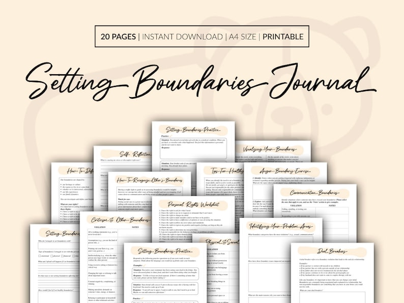 Setting Boundaries Journal, Boundary Worksheet, Boundary Setting Bundle ...