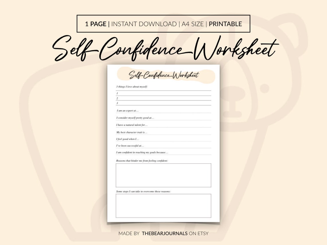 Self Confidence Worksheet, Self Esteem Journal, Self Doubt Worksheet ...