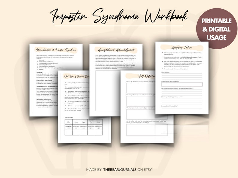 Imposter Syndrome Workbook, Self-sabotage Workbook, Inner Critic ...