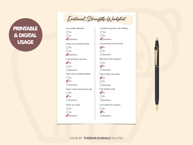 Exploring Personal Strengths Workbook, Emotional Strengths Worksheet ...