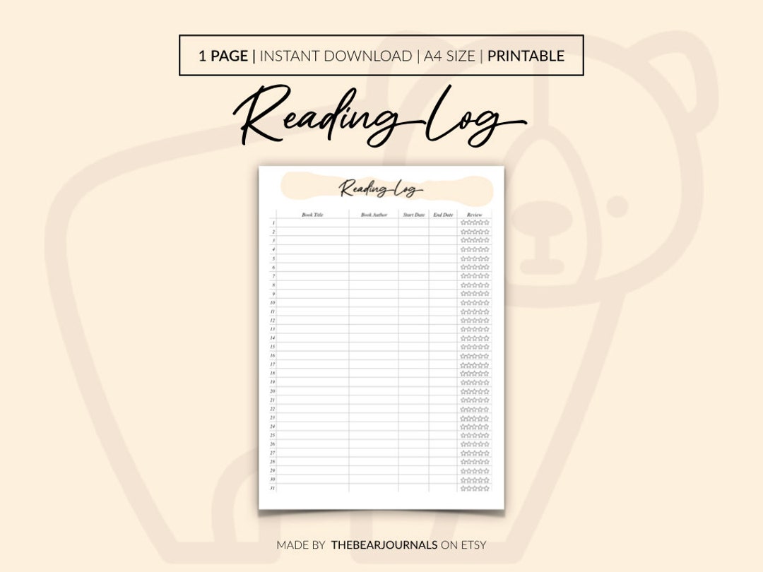 Reading Log, Digital Reading Journal, Digital Reading Planner, Reading ...