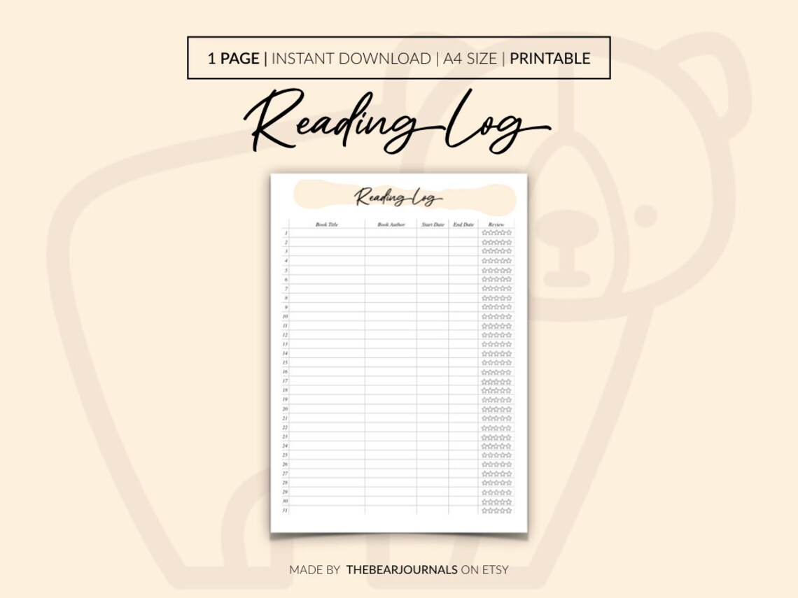 Reading Log, Digital Reading Journal, Digital Reading Planner, Reading ...