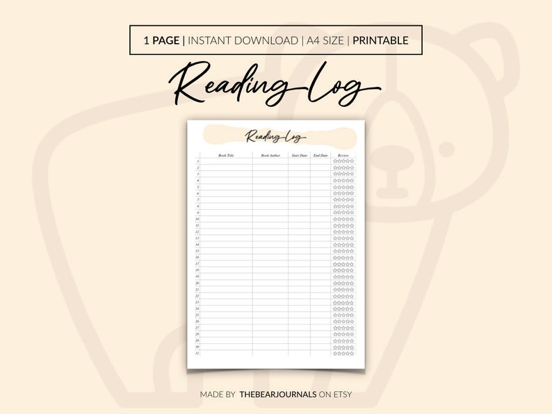 Reading Log, Digital Reading Journal, Digital Reading Planner, Reading ...