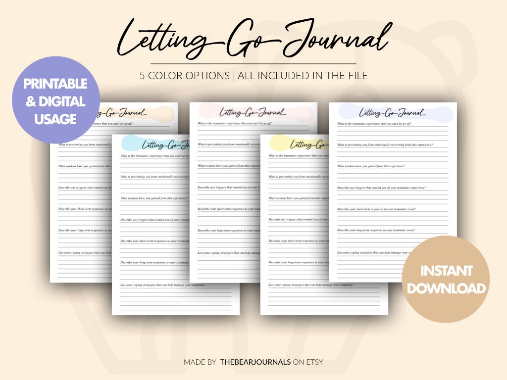 Letting Go Journal, Letting Go Worksheet, Letting Go Forgiveness ...