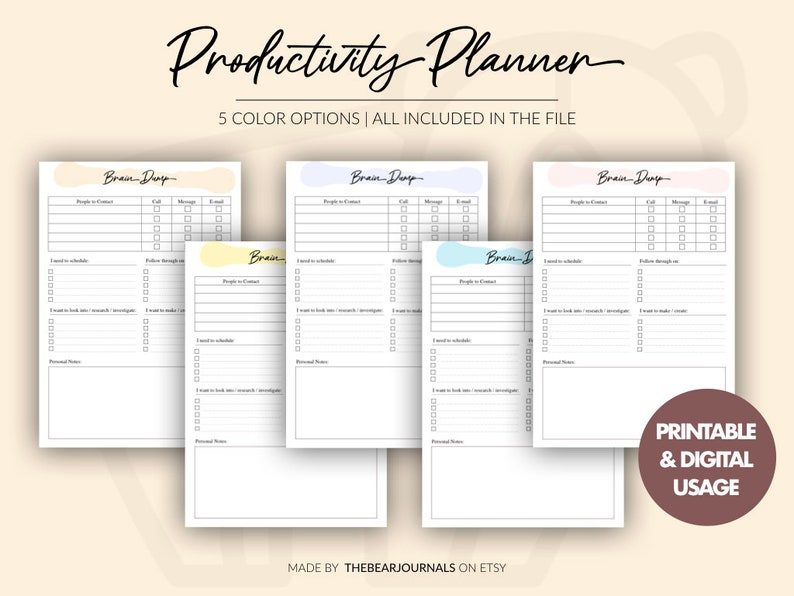 Brain Dump Template, Brainstorming Template, Printable Brain Dump ...
