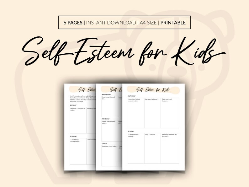 Self-esteem Journal for Kids, Self Confidence for Kids, Self Reflection ...