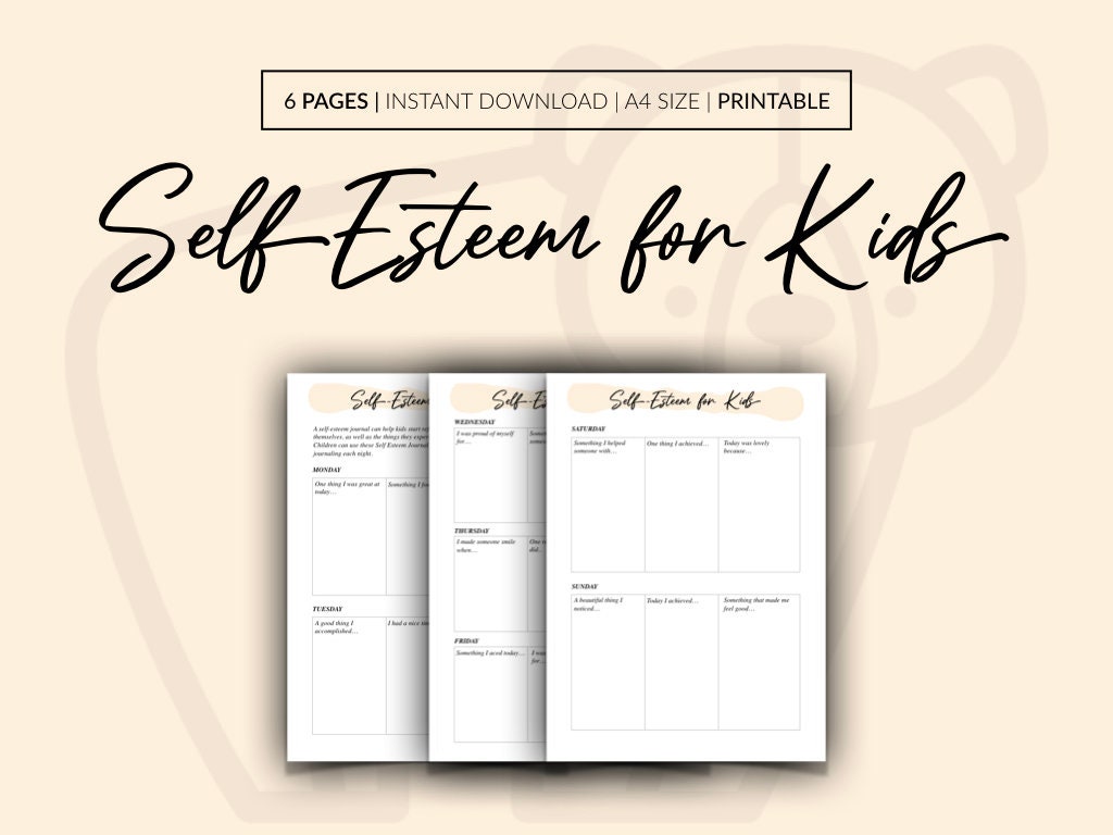 Self-esteem Journal for Kids, Self Confidence for Kids, Self Reflection ...