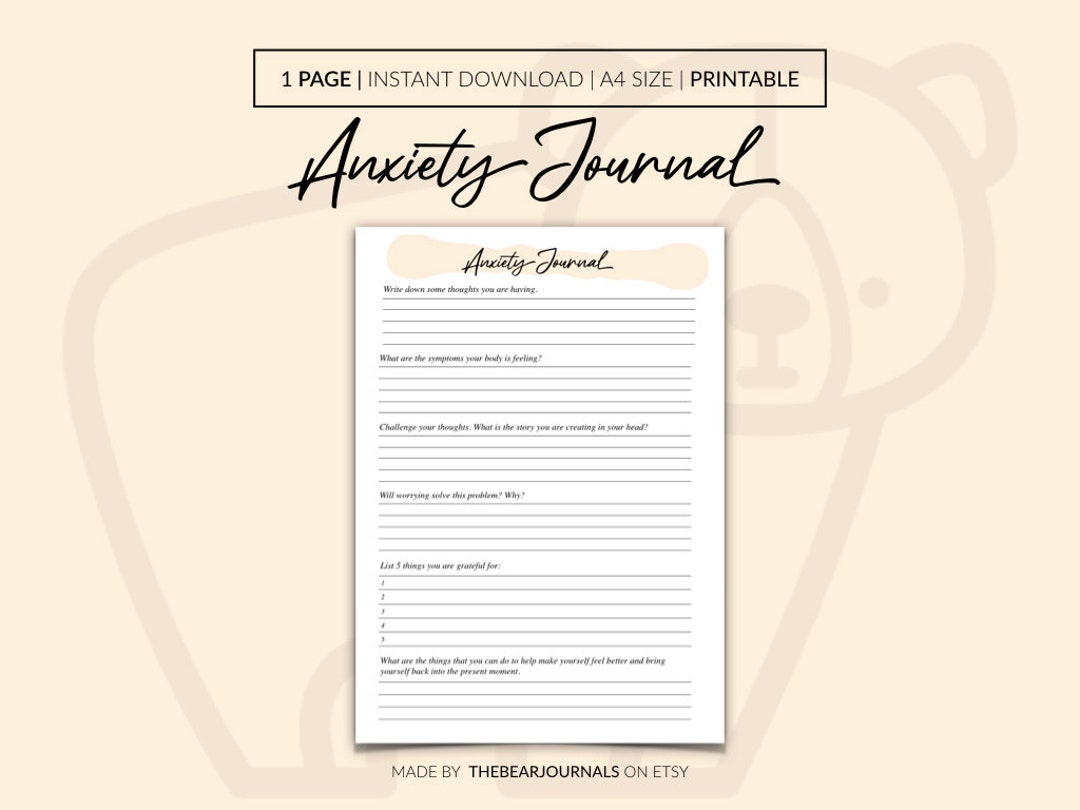 Anxiety Journal, Therapy Journal, Wellness Planner, Mental Health ...