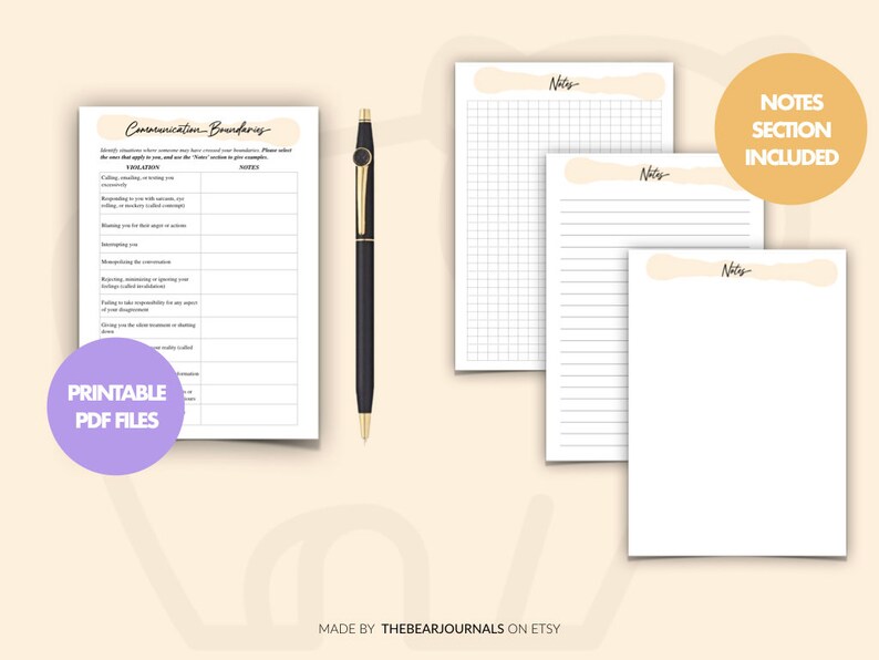 Setting Boundaries Journal, Boundary Worksheet, Boundary Setting Bundle ...