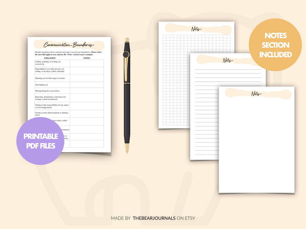 Setting Boundaries Journal, Boundary Worksheet, Boundary Setting Bundle, Personal Boundaries ...