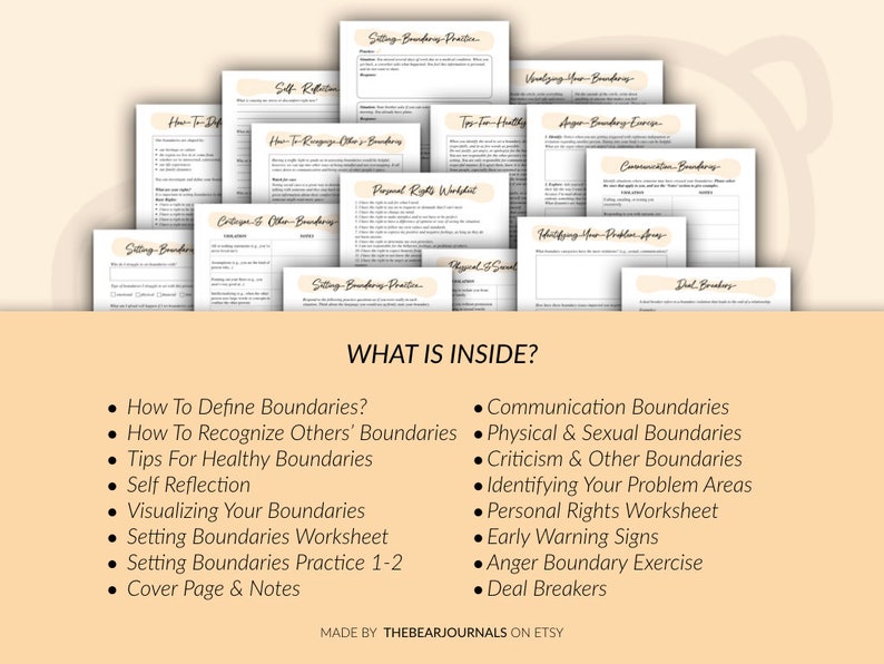 Setting Boundaries Journal, Boundary Worksheet, Boundary Setting Bundle, Personal Boundaries ...