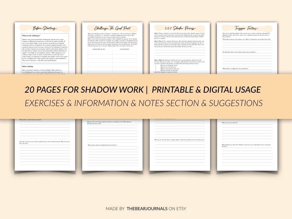 Shadow Work Journal, Shadow Work Workbook, Healing Journal, Shadow Work ...