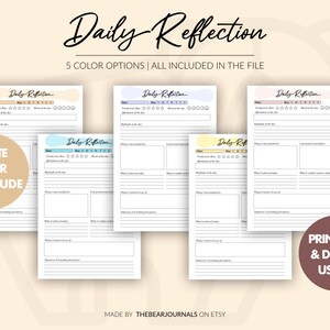 Self Reflection Journal, Daily Reflection, Weekly Reflection, Monthly ...
