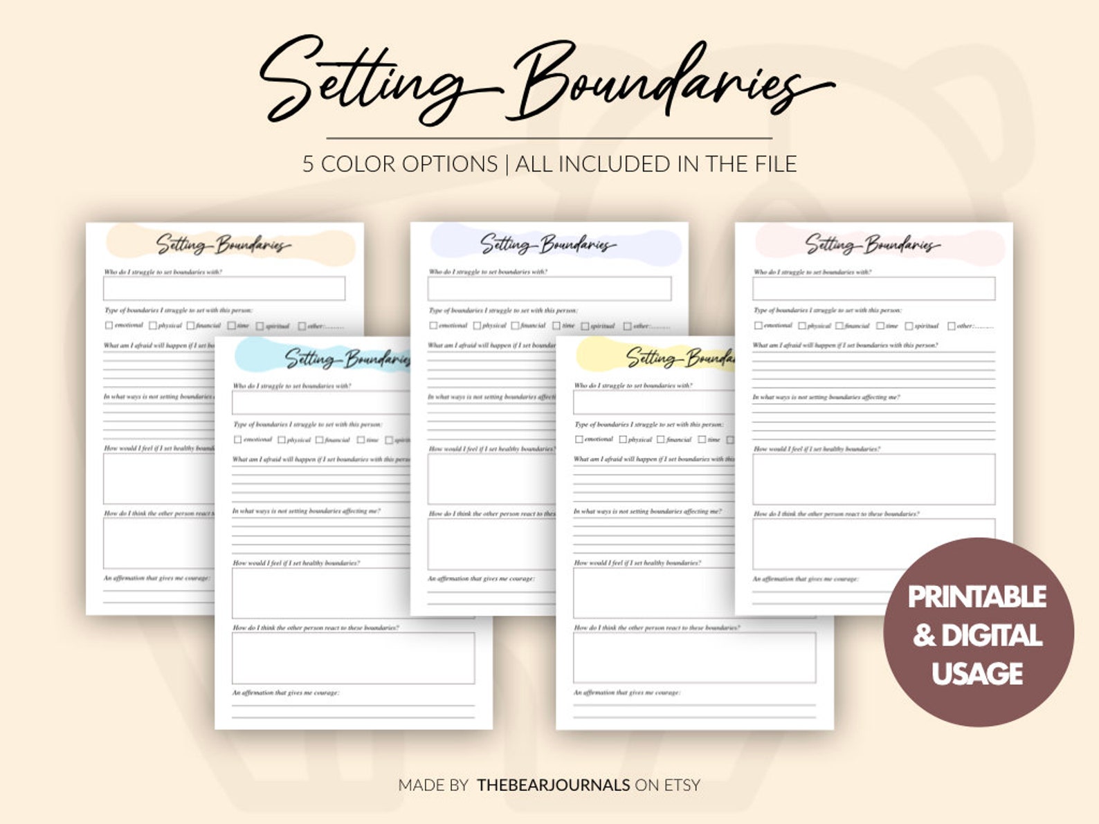 Setting Boundaries Worksheet, Setting Personal Boundaries, Relational ...