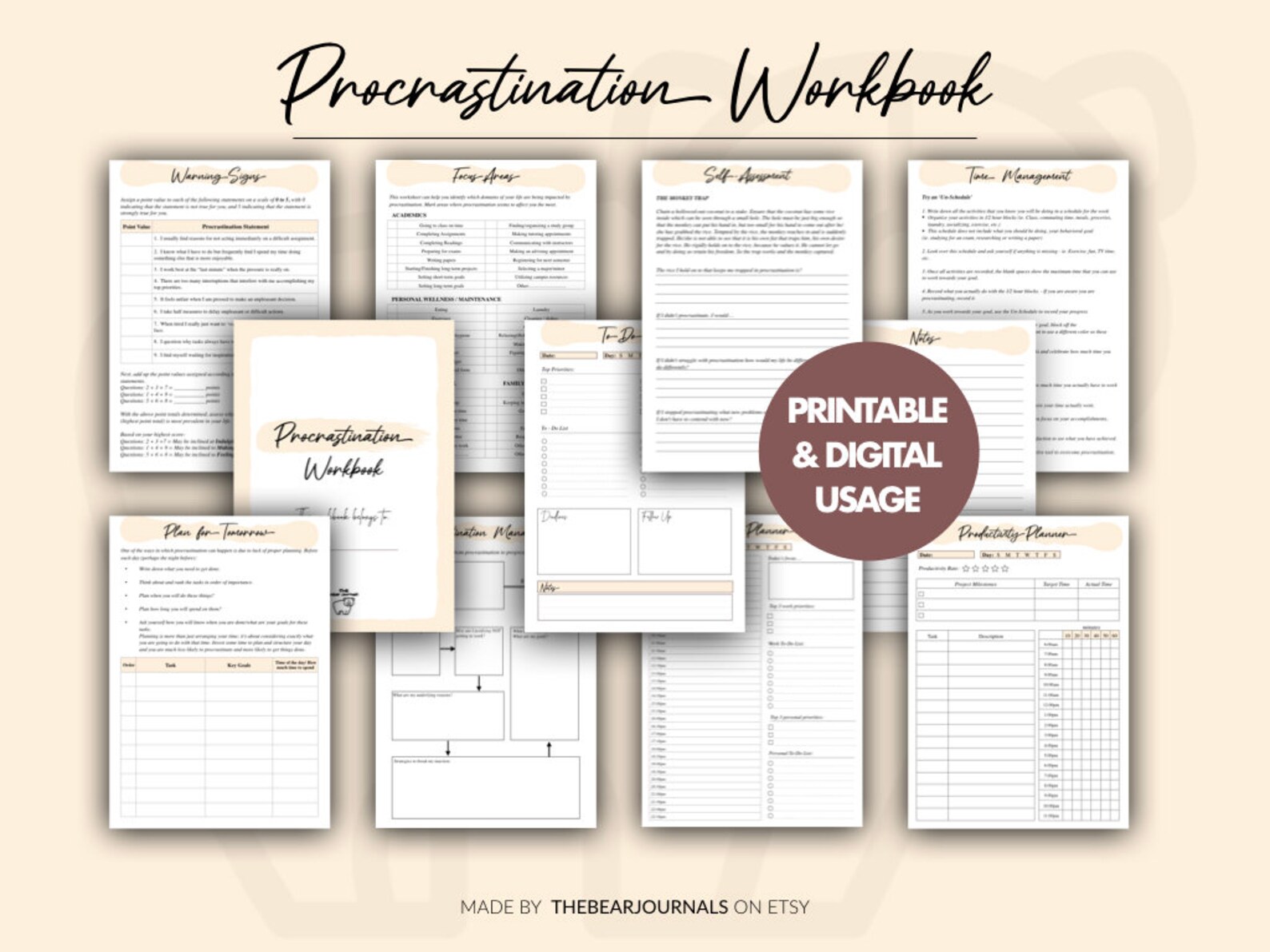 Procrastination Workbook, Focus Planner, Anti Procrastination Worksheet ...