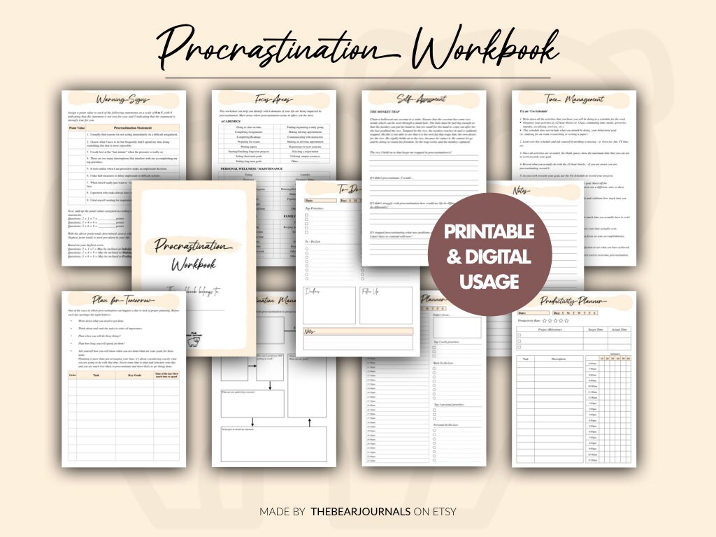 Procrastination Workbook, Focus Planner, Anti Procrastination Worksheet ...
