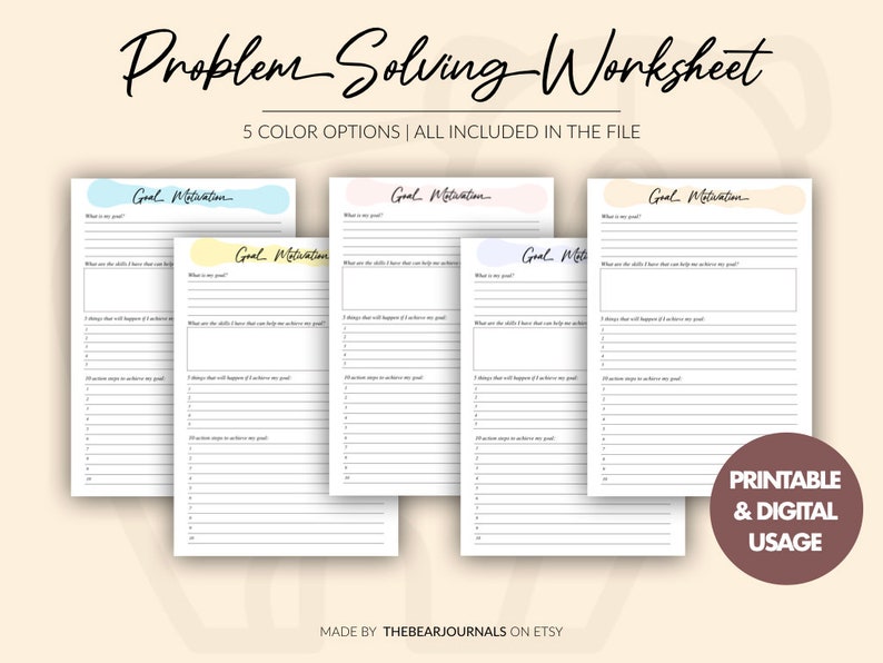 Goal Motivation Worksheet, Goals Planner, Goals Tracker, Goal Setting ...
